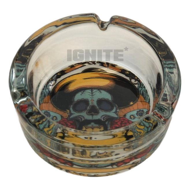 Glass Ash Tray Skull Design