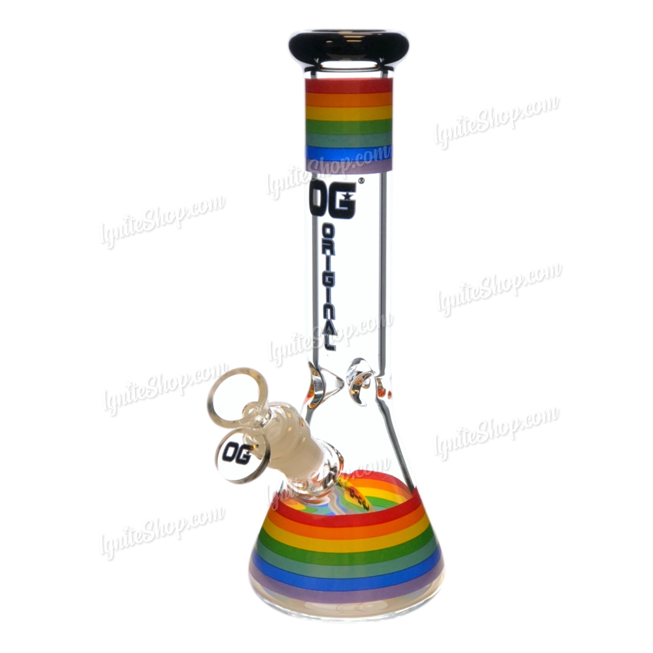 OG Original Glass Rainbow Cincture Beaker 10" OG438 - BLACK
