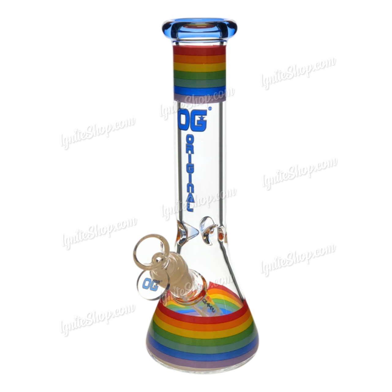 OG Original Glass Rainbow Cincture Beaker 10" OG438 - BLUE