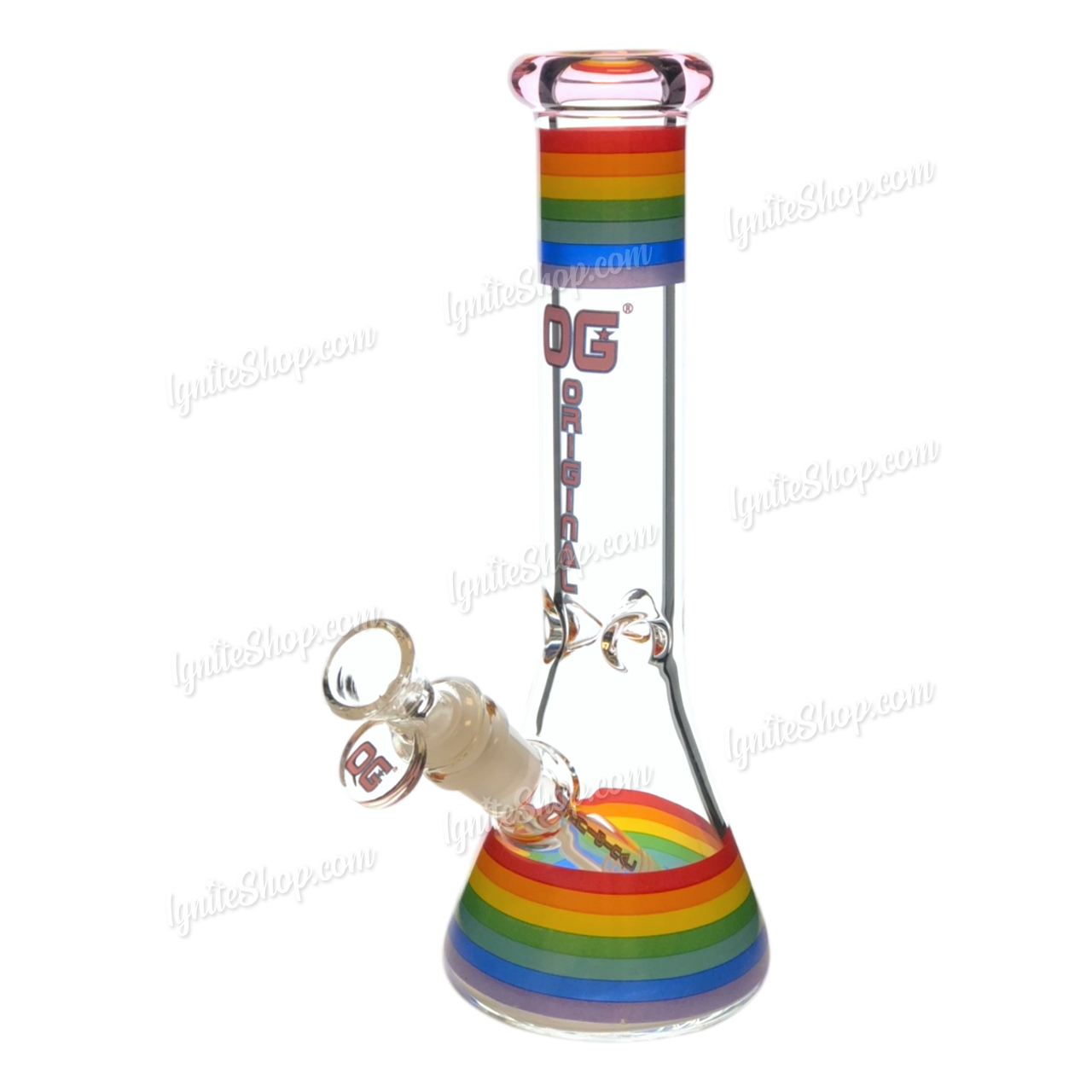 OG Original Glass Rainbow Cincture Beaker 10" OG438 - PINK